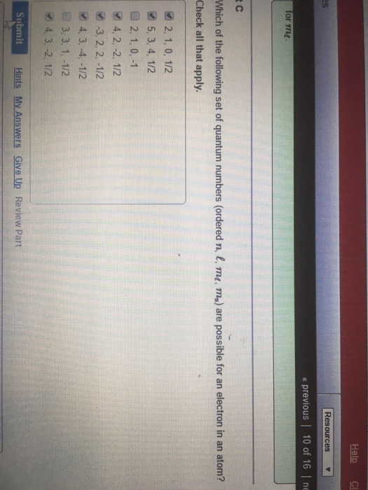 Solved Which of the following set of quantum numbers | Chegg.com