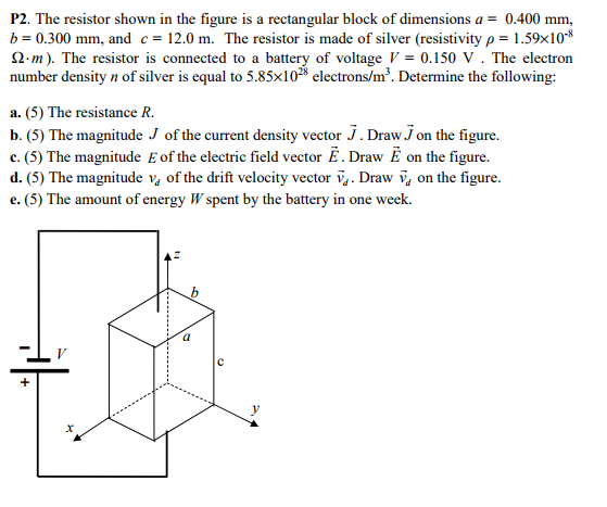 Solved P2. The resistor shown in the figure is a rectangular | Chegg.com