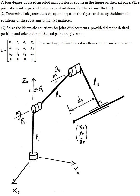 A four degree-of-freedom robot manipulator is shown | Chegg.com