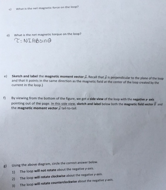 Solved Torque in a Rectangular Current Loop on a Magetic | Chegg.com