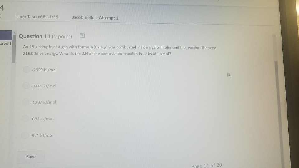 Solved Time Taken:68:11:55 Jacob Belloli: Attempt 1 Question | Chegg.com