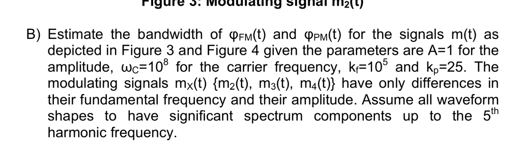 How do you estimate de bandwidth of FM and PM | Chegg.com
