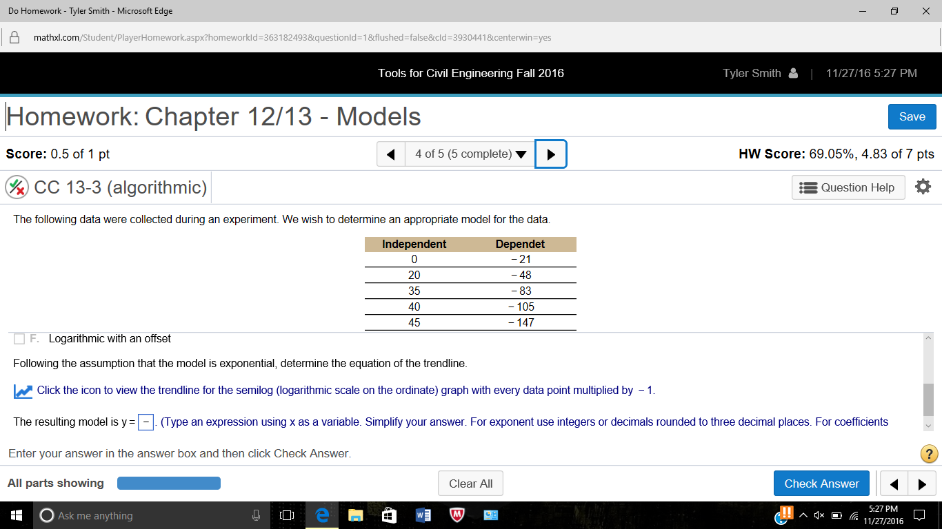 Solved The following data were collected during an | Chegg.com