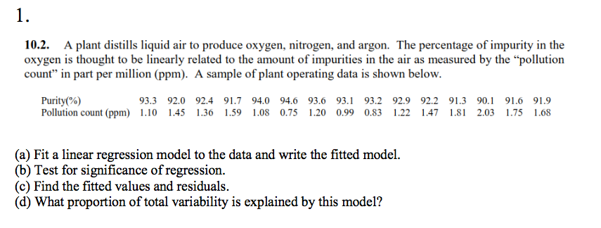 Solved A plant distills liquid air to produce oxygen, | Chegg.com