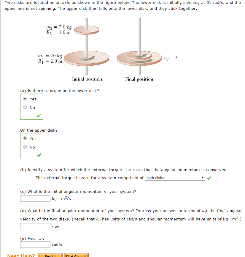 Solved Two disks are located on an axle as shown in the | Chegg.com