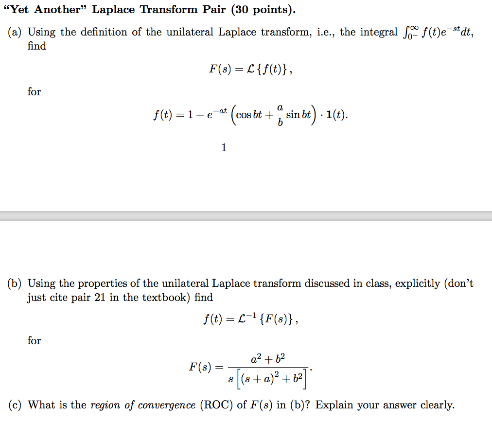 Solved Using the definition of the unilateral Laplace | Chegg.com
