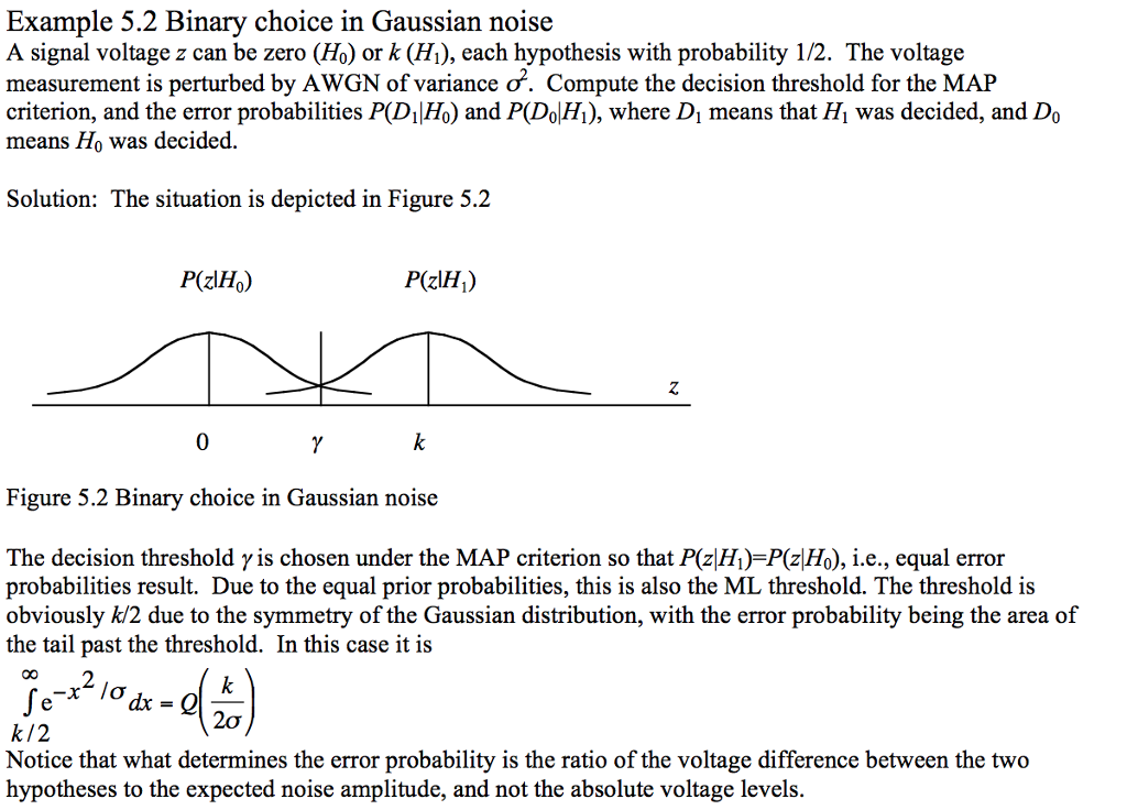 Example 5.2 Binary choice in A signal voltage z can | Chegg.com