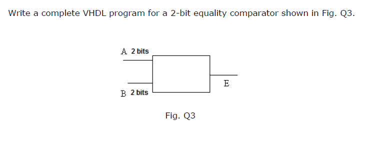 Solved Write a complete VHDL program for a 2-bit equality | Chegg.com