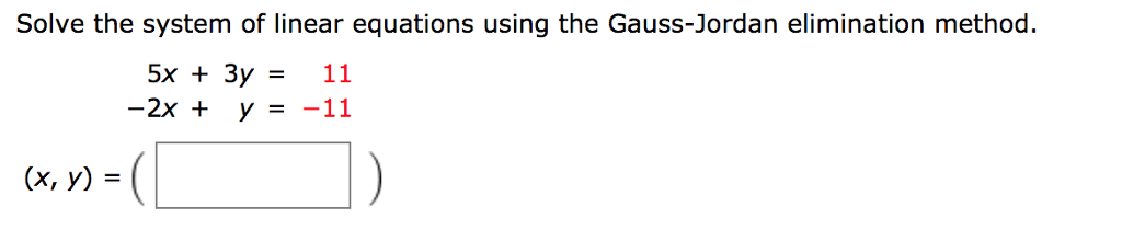 Solved Solve the system of linear equations using the | Chegg.com