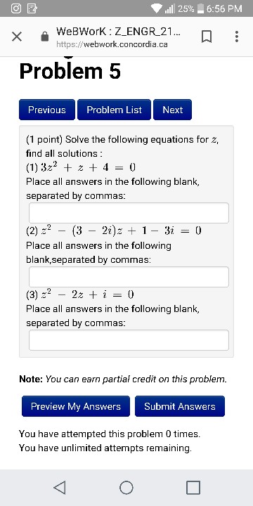 Solved 回目 , 'ill 25% 6:56 PM WeBWorK :Z-ENGR-21.. | Chegg.com