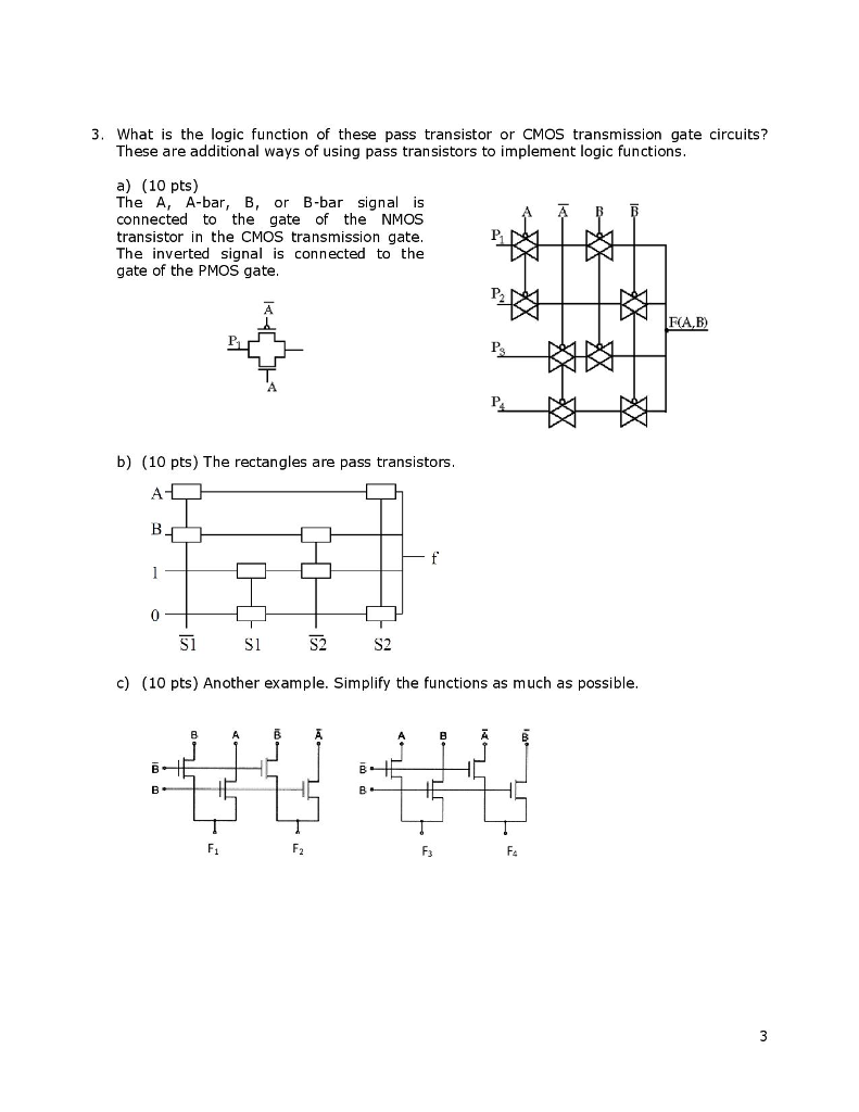 Solved 3 What Is The Logic Function Of These Pass