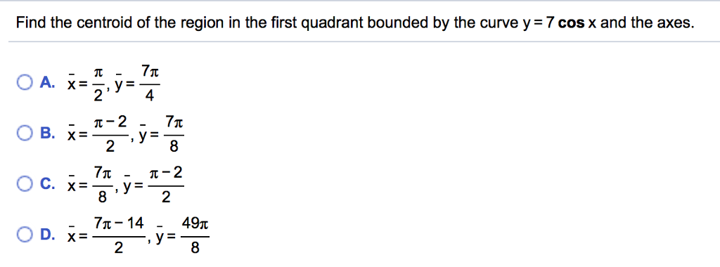 Solved Find the centroid of the region in the first quadrant | Chegg.com