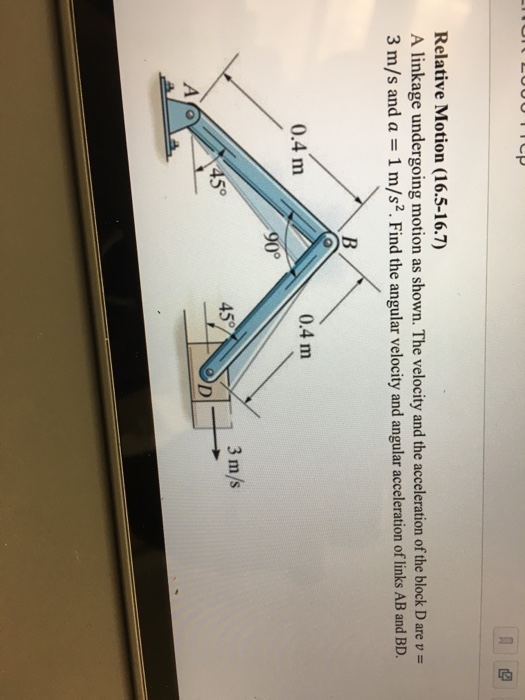 Solved A linkage undergoing motion as shown. the velocity | Chegg.com