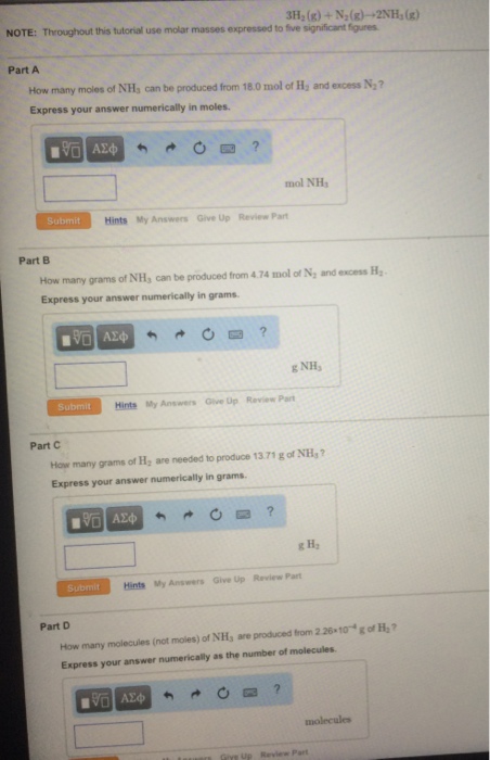 Solved How many moles of NH3, can be produced from 18.0 mol | Chegg.com