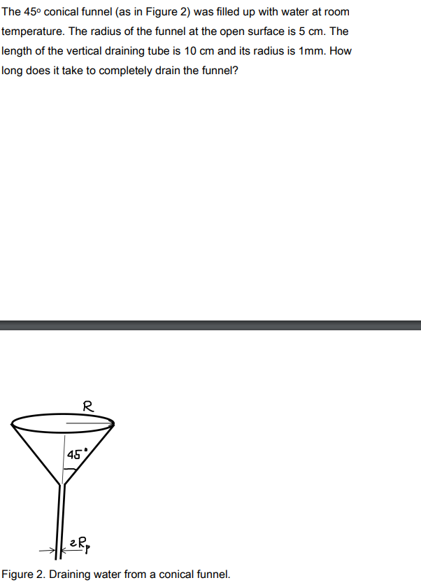 Solved The 459 conical funnel (as in Figure 2) was filled up | Chegg.com