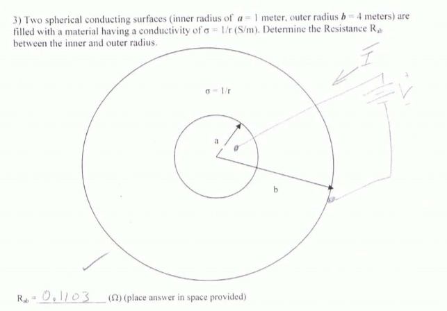 Solved 3) Two spherical conducting surfaces (inner radius of | Chegg.com