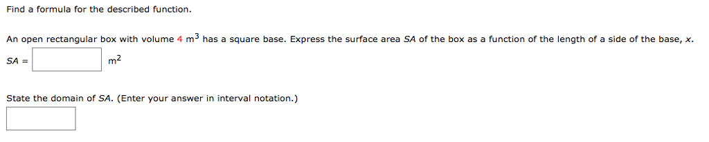 Solved Find a formula for the described function. An open | Chegg.com