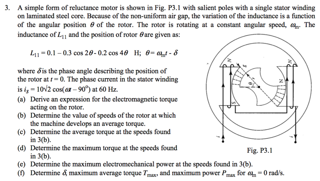Solved 3. A simple form of reluctance motor is shown in Fig. | Chegg.com