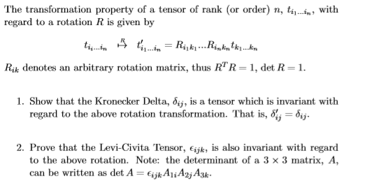The transformation property of a tensor of rank (or | Chegg.com