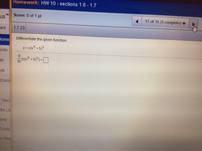 Solved Differentiate The Function Y X x 5 5 3 Chegg