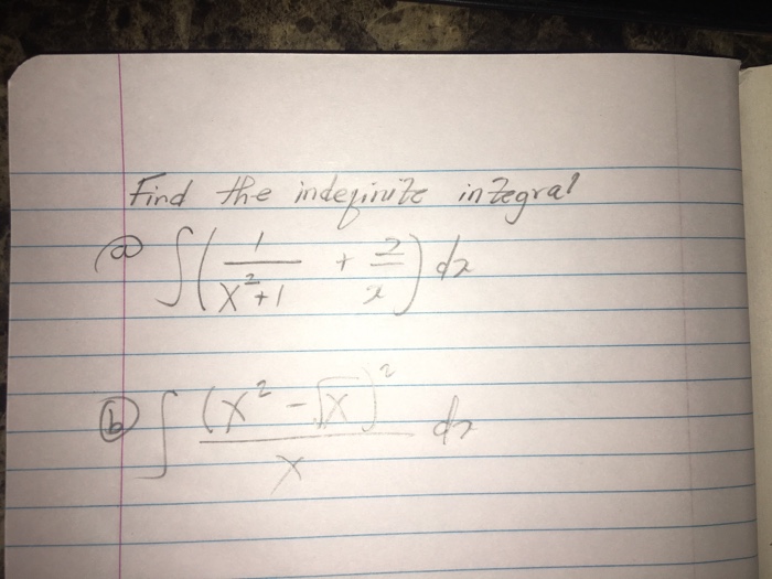 Solved Find the indefinite integral integral (1/x^2 + 1 + | Chegg.com