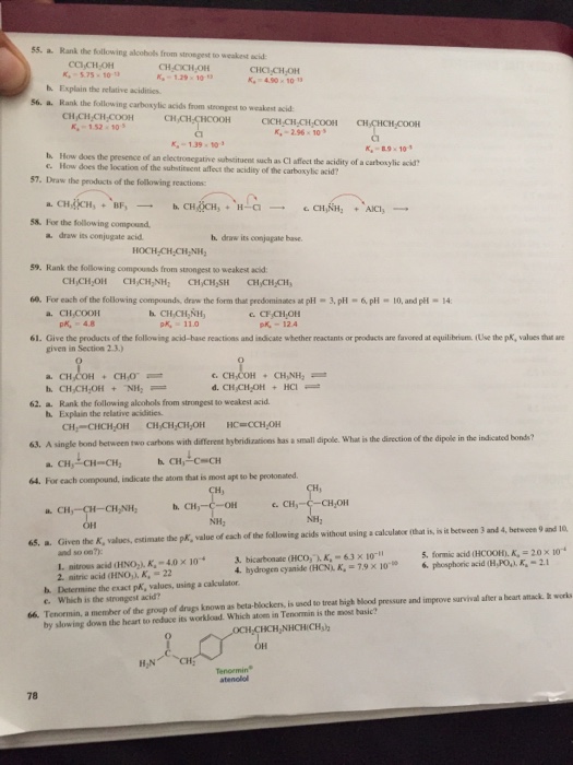 Solved Rank the following alcohols from strongest to weakest | Chegg.com