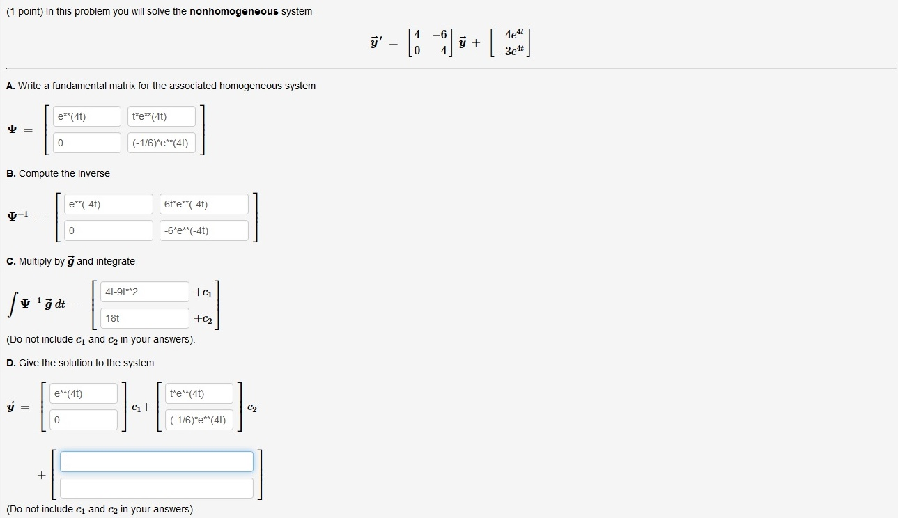 Solved In this problem you will solve the nonhomogeneous | Chegg.com