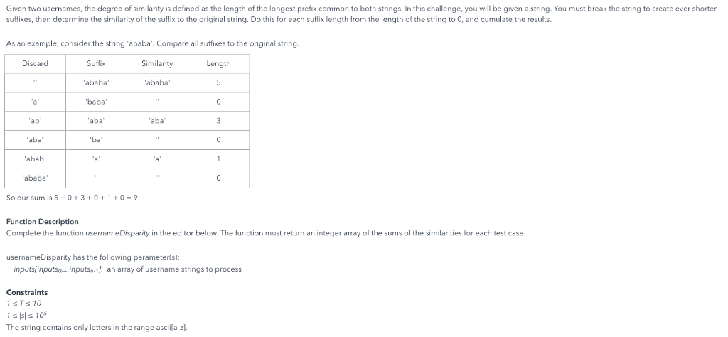 Given two usernames, the degree of similarity is | Chegg.com