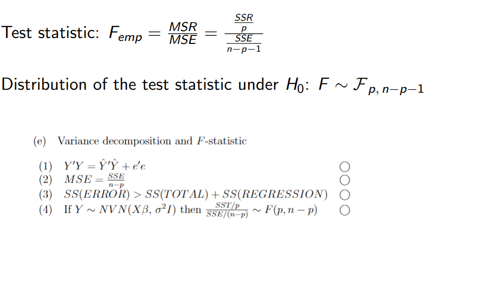 Solved In slides it says that MSE=SSE/n-p-1 , some other | Chegg.com