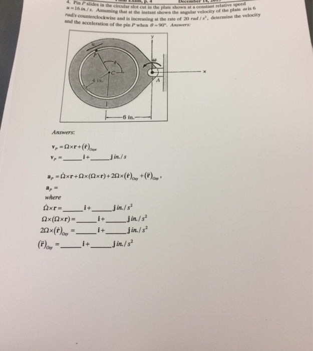 Solved Pin P slides in the circular slot cut in the plate | Chegg.com