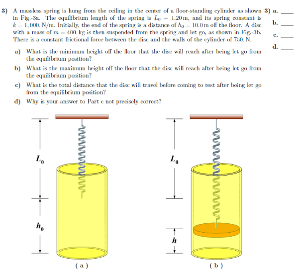Solved 3) A massless spring is hung from the ceiling in the | Chegg.com