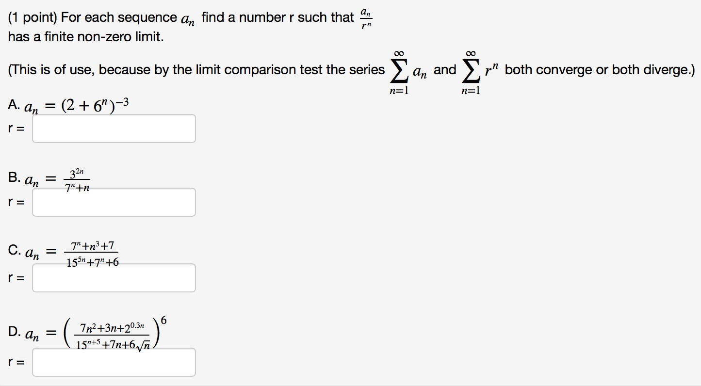 Solved For each sequence an find a number r such that | Chegg.com