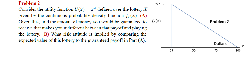 Solved Problem 2 Consider the utility function U(x) = x2 | Chegg.com