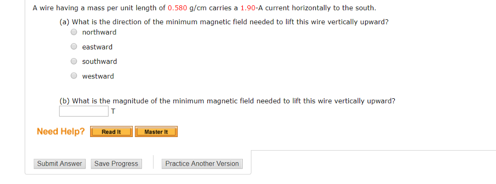 Solved A wire having a mass per unit length of 0.580 g/cm | Chegg.com