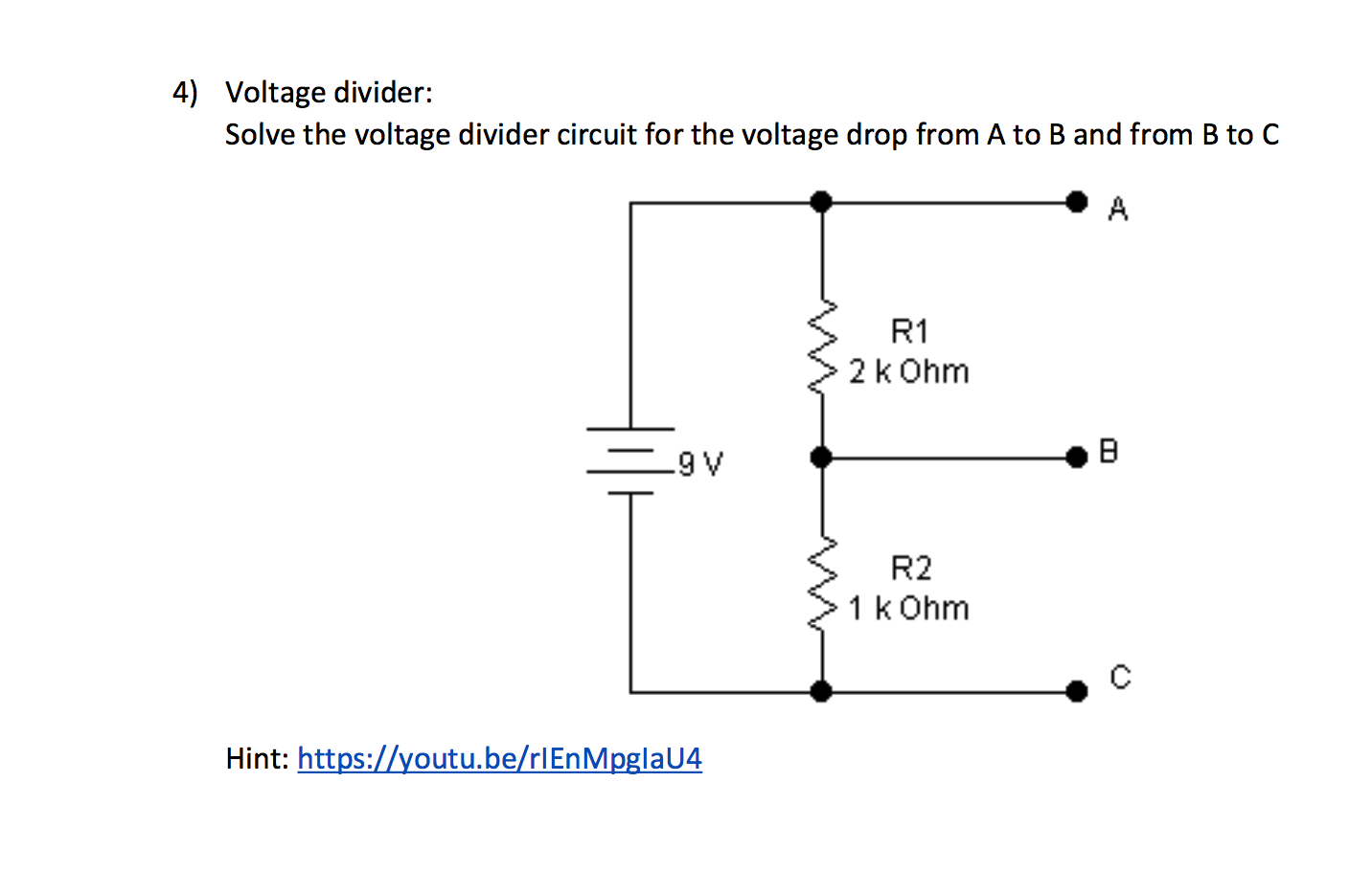 Solved Voltage divider: Solve the voltage divider circuit | Chegg.com