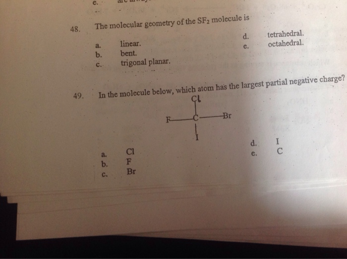 Solved The Molecular Geometry Of The SF2 Molecule Is Chegg