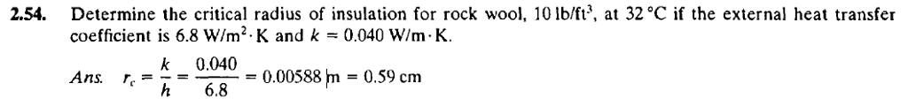 Solved Determine the critical radius of insulation for rock | Chegg.com