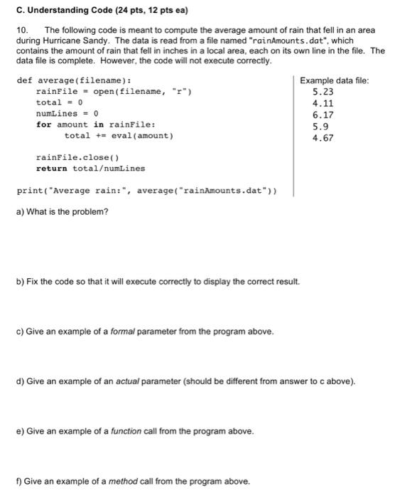 Solved The following code is meant to compute the average | Chegg.com