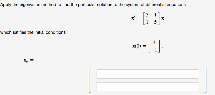 Solved: Apply The Eigenvalue Method To Find The Particular... | Chegg.com