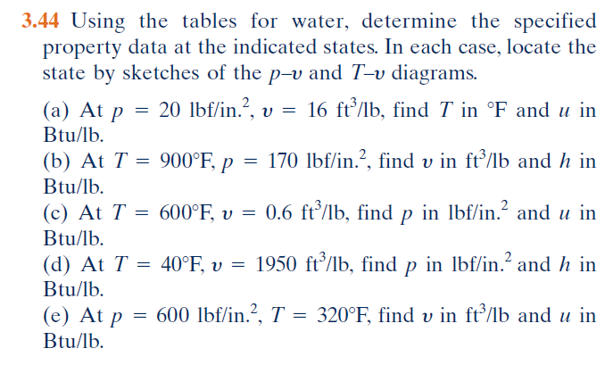Solved Using the tables for water, determine the specified | Chegg.com