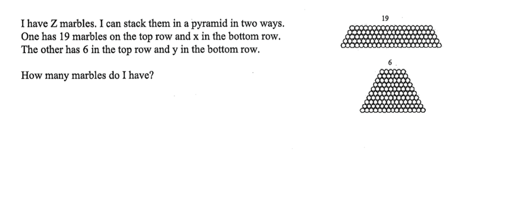 Solved 19 I have Z marbles. I can stack them in a pyramid in | Chegg.com