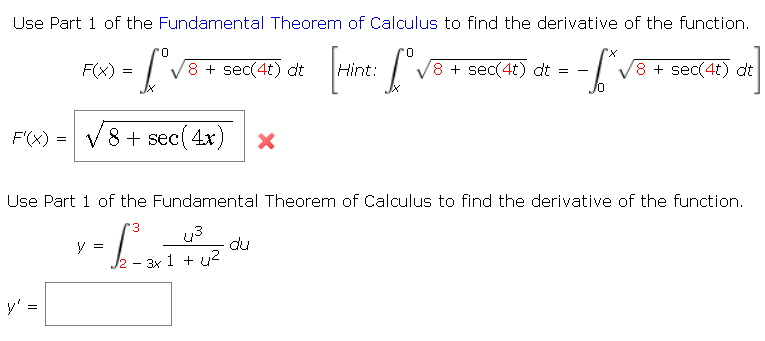Solved Use Part 1 of the Fundamental Theorem of Calculus to | Chegg.com