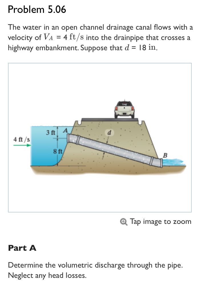 Solved Problem 5.06 The water in an open channel drainage | Chegg.com