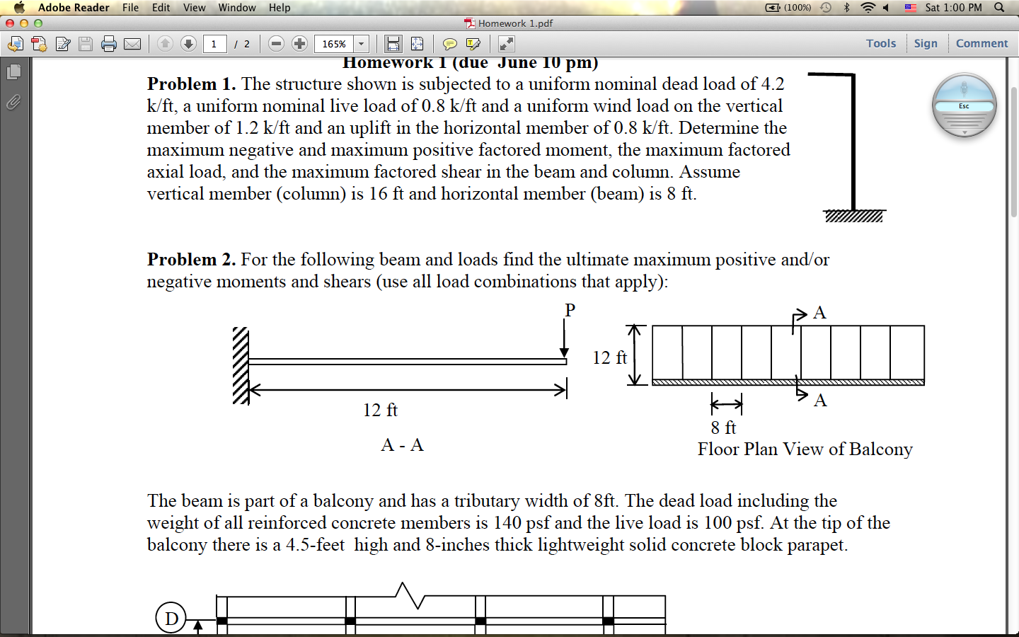 The structure shown is subjected to a uniform nominal | Chegg.com