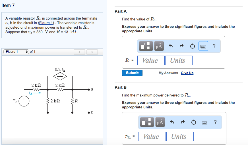 Solved Item 7 A variable resistor Ro s connected across the | Chegg.com
