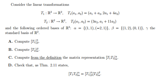 Consider the linear transformations T1 : R2 | Chegg.com