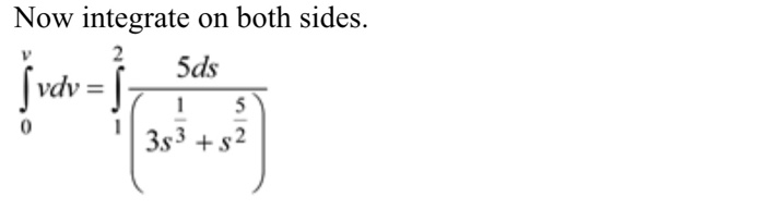 Solved Now integrate on both sides. Integral vdv = | Chegg.com