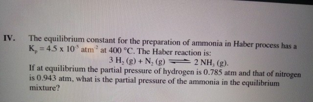 Solved The equilibrium constant for the preparation of | Chegg.com
