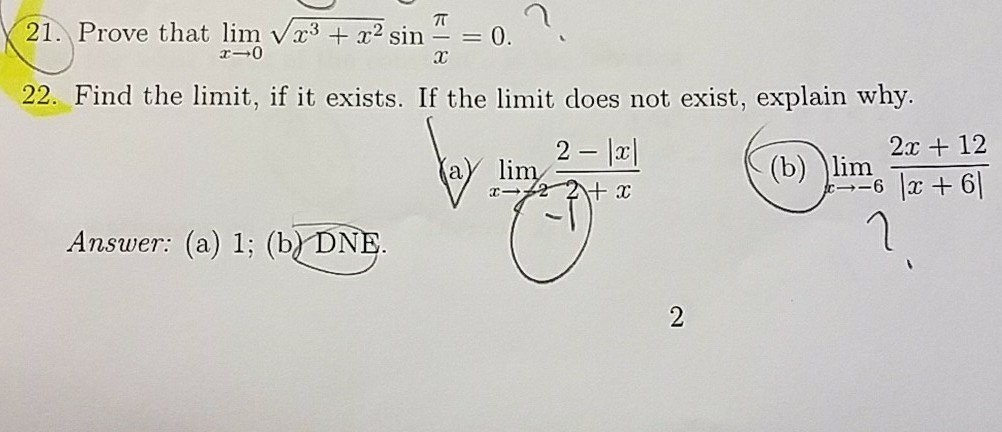 Solved 21. Prove that lim v/x3 + 2,2 sin--0. (、 22. Find the | Chegg.com