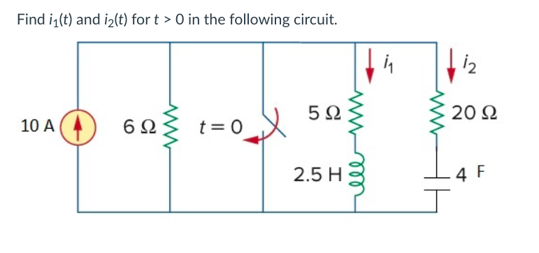 Solved Find i1(t) and i2(t) for t > 0 in the following | Chegg.com